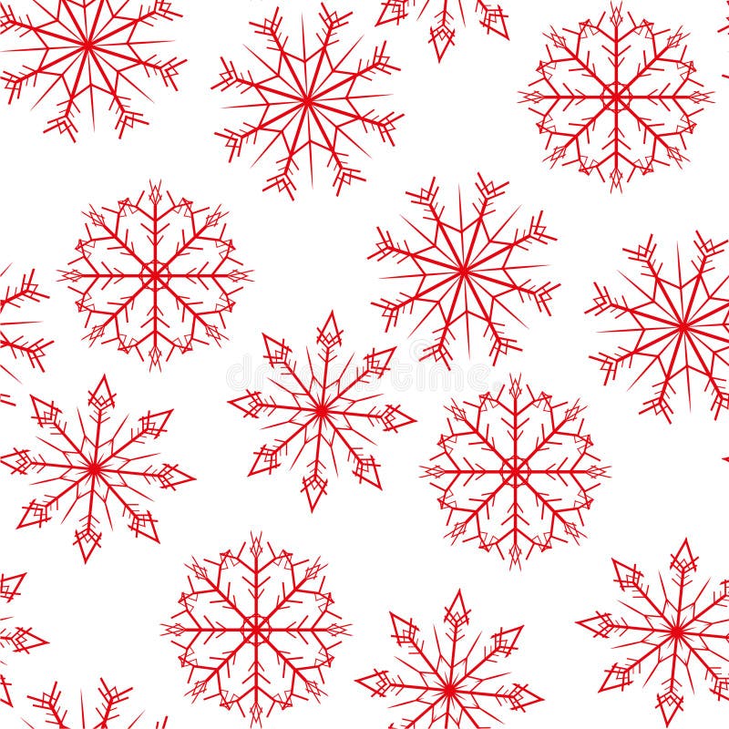 Red Snowflakes Seamless Pattern on White Stock Vector Illustration for ...
