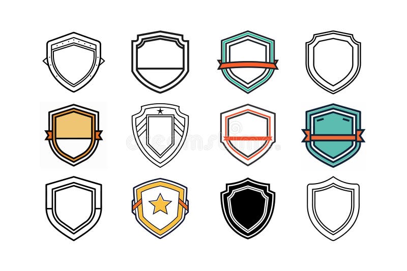 Shield Outline Badge Templates Stock Vector - Illustration of shield ...