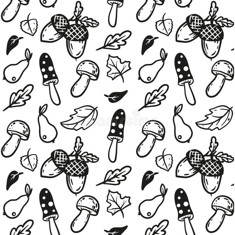 Fall Illustration Black And White Autumn Black White Stock