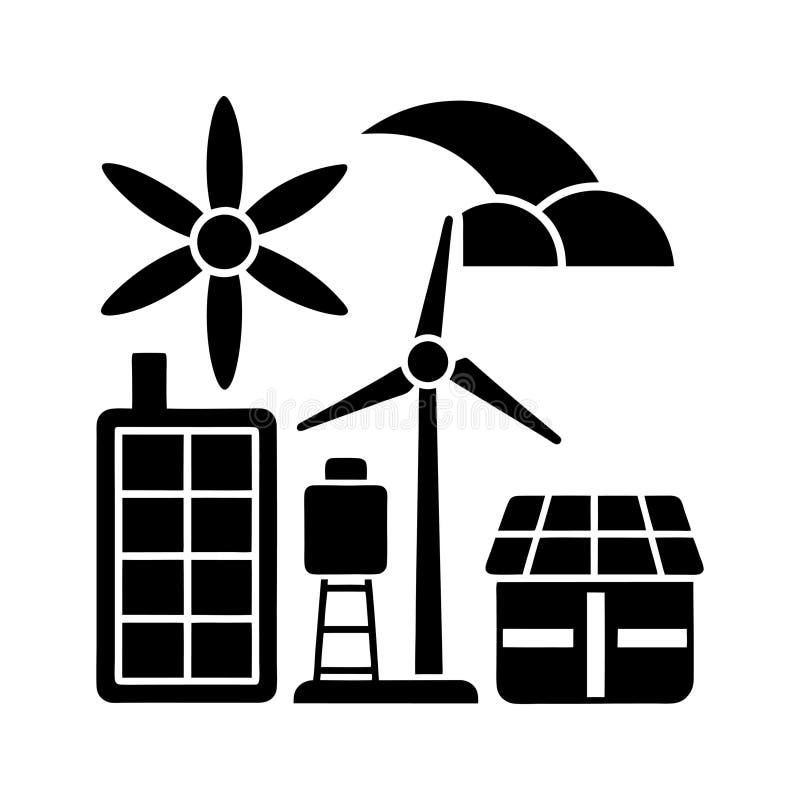 Energy Sources Icon Set in Sleek Line Art Stock Vector - Illustration ...