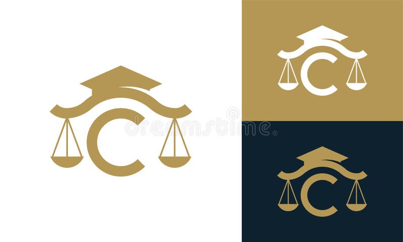 Initial Letter C Legal Scales Graduation Cap for Law College School ...