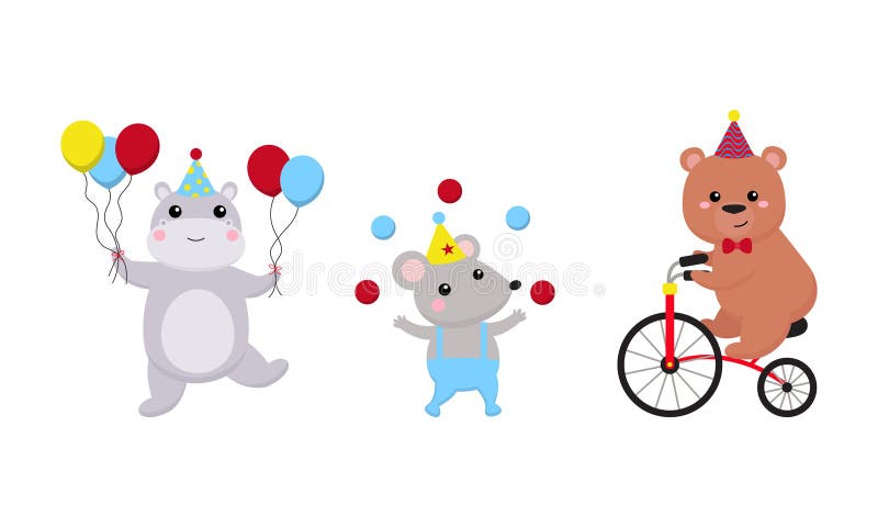 Cute Circus Animal Acrobat Clip Art Stock Vector - Illustration of ...