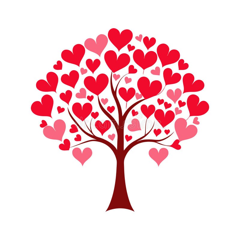 Romantic Love Tree Vector Illustration – Heart-Shaped Nature Design ...