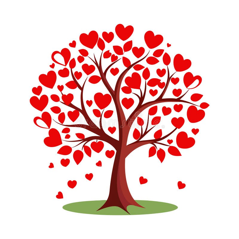 Romantic Love Tree Vector Illustration – Heart-Shaped Nature Design ...