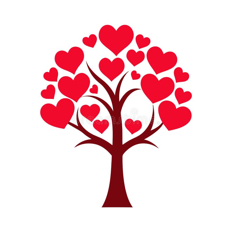 Romantic Love Tree Vector Illustration – Heart-Shaped Nature Design ...