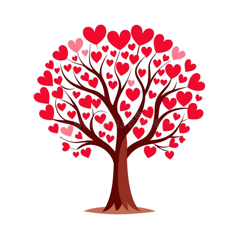 Romantic Love Tree Vector Illustration – Heart-Shaped Nature Design ...