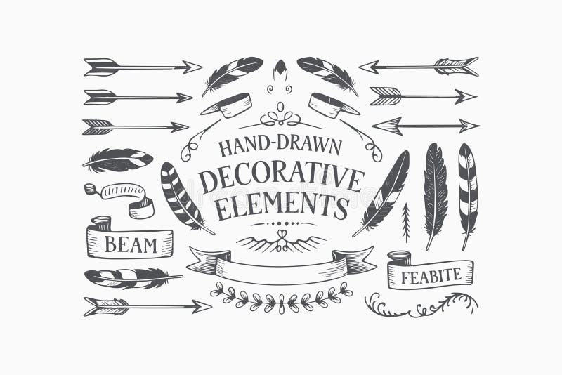 Hand-drawn Decorative Elements Set Vector Illustrations 4 Stock Vector ...