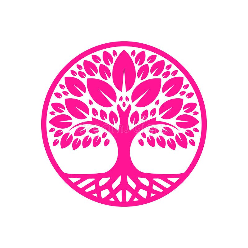 Round Icon Logo with Tree Emblem Stock Vector - Illustration of ...