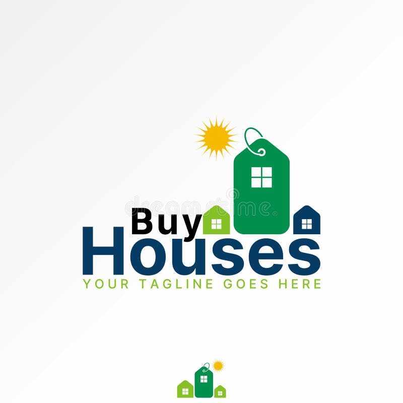 Text Word Buy Houses Building Bright Sun Home Price Tag To Property ...