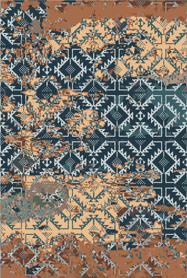 Kilim and Aztec Vector Pattern Rugs and Carpets with Grunge and ...