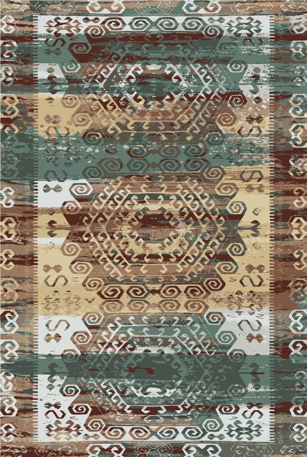 Kilim and Aztec Vector Pattern Rugs and Carpets with Grunge and ...