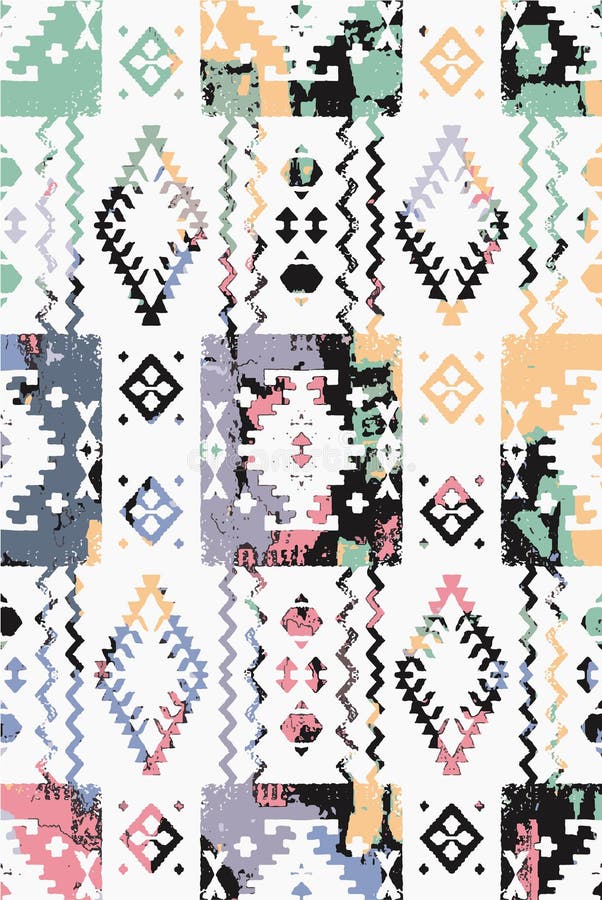 Kilim and Aztec Vector Pattern Rugs and Carpets with Grunge and ...