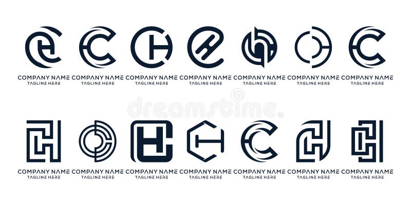 Creative Initial CH Logo Icon Set, Design Vector for Business, Fashion ...