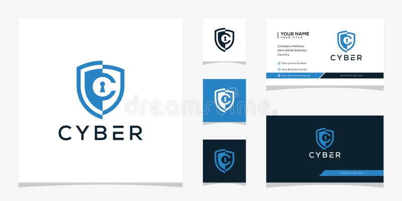 Initial Letter C Cyber Shield Secure Logo Design, Vector Template ...