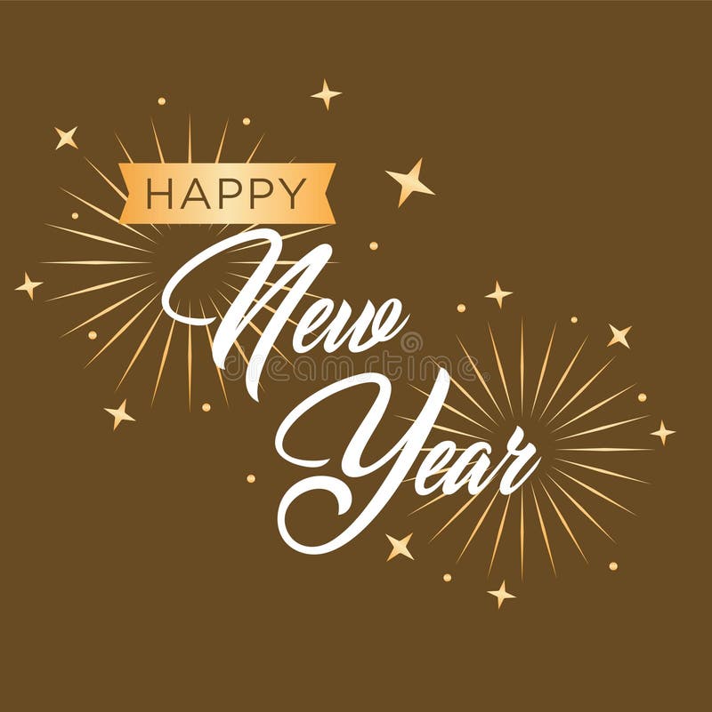 Happy New Year Logo Abstract Hand Drawn Creative Calligraphy Vector ...