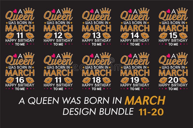 A Queen Was Born in November - Birthday Bundle Design Set Stock Vector ...