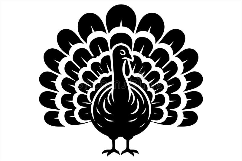 Turkey Bird Vector Silhouette .turkey Animal Black and White Stock ...