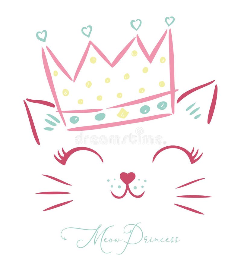 Meow princess. stock vector. Illustration of drawing - 344709749
