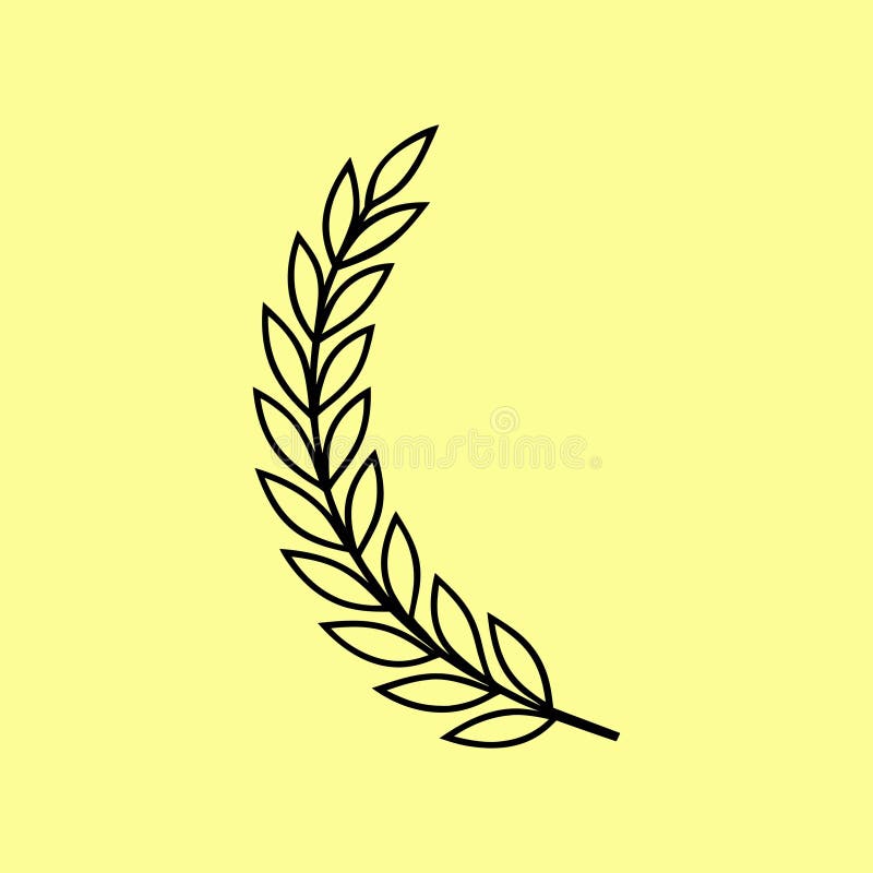 Minimalist Laurel Leaf Line Art on Yellow Background - Elegant ...