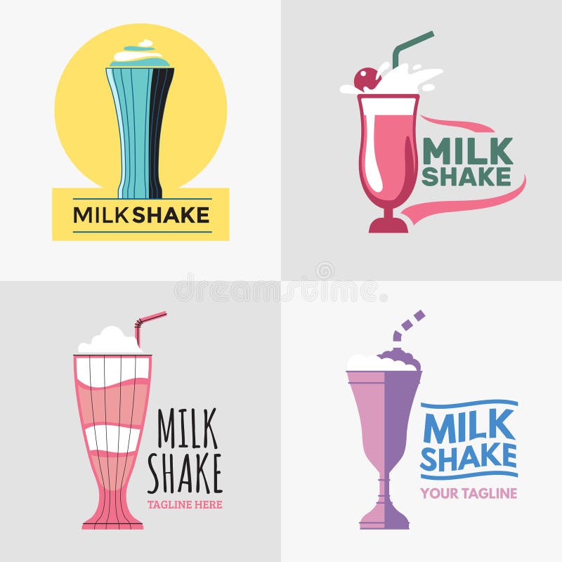 Set of Milkshakes Illustration for Mascot, Logo and Emblem Stock ...