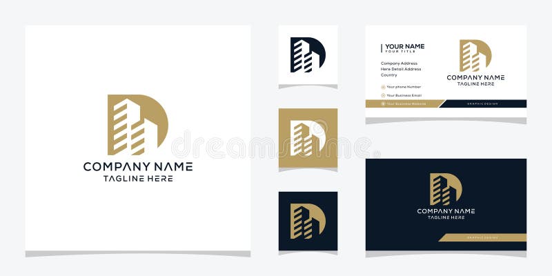 Letter D Apartment Building Logo Design Icon, Business Card Vector ...