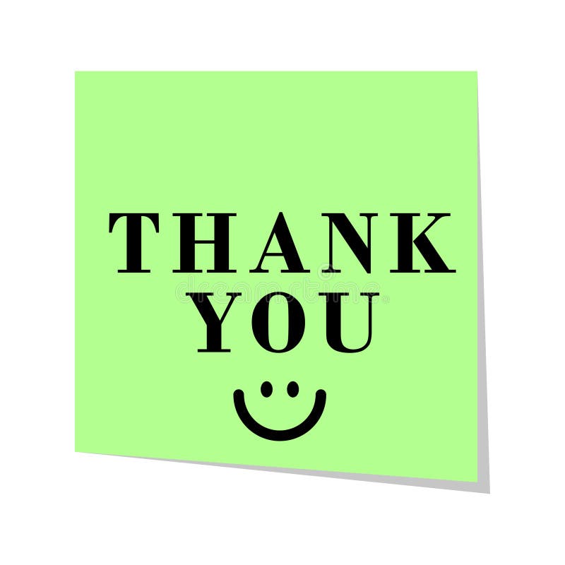 Thank You Sticky Note Typography Text with Smile Sign. Green Color ...