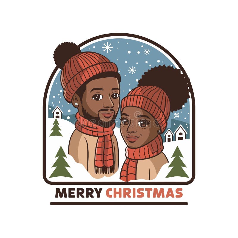 Matching Couple Dressed Warmly Vector Art Illustration Stock Vector ...