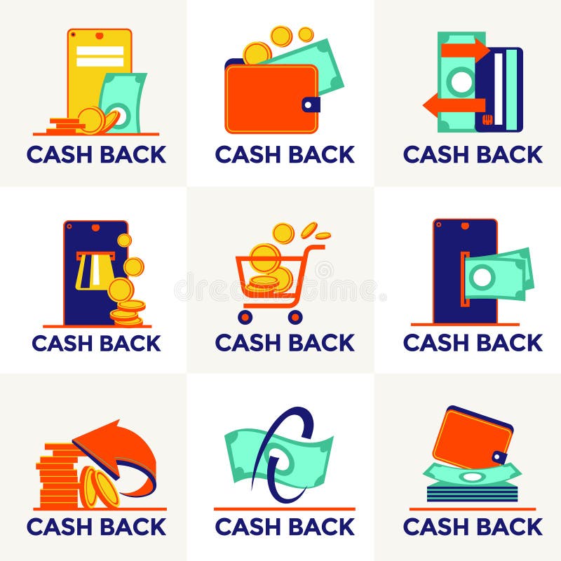 Money Cash Back Labels and Stickers Vector Flat Style Stock Vector ...