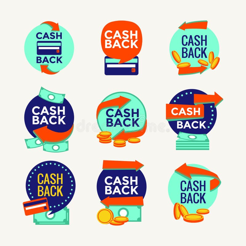 Money Cash Back Labels and Stickers Vector Flat Style Stock Vector ...