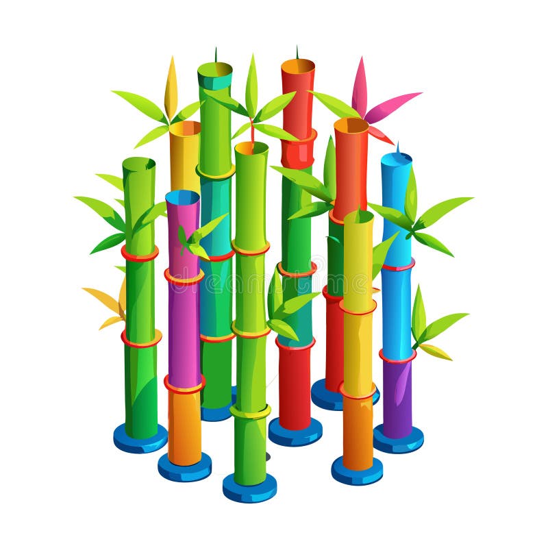 3d Rendering of Dynamic Colorful Bamboo Vector Stock Vector ...