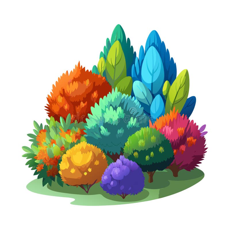 3d Rendering of Dynamic Colorful Bushes Vector Stock Vector ...