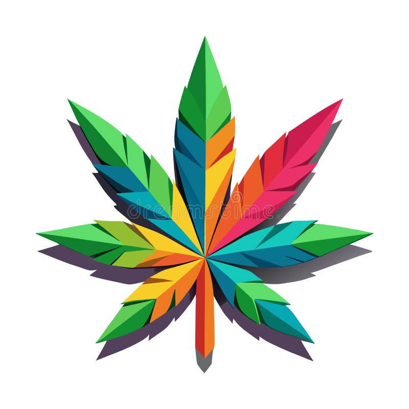 3d Rendering of Dynamic Colorful Cannabis Vector Stock Vector ...