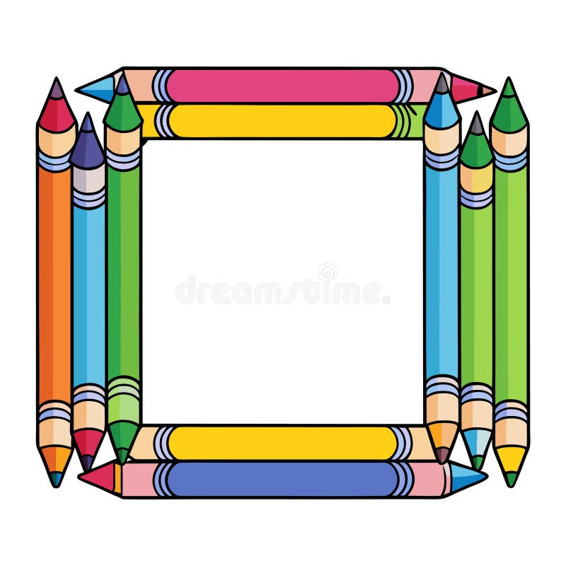 Rectangle Frame Made of Colored Pencils Graphic Design. Stock ...