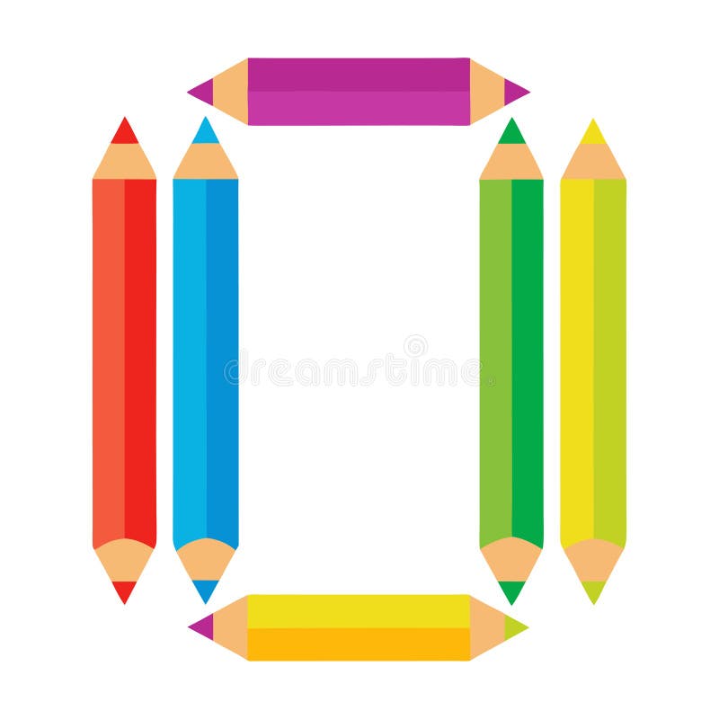 Rectangle Frame Made of Colored Pencils Graphic Design. Stock ...