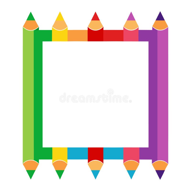 Rectangle Frame Made of Colored Pencils Graphic Design. Stock ...