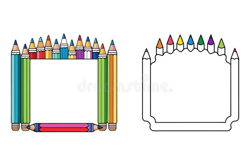 Rectangle Frame Made of Colored Pencils Graphic Design. Stock ...