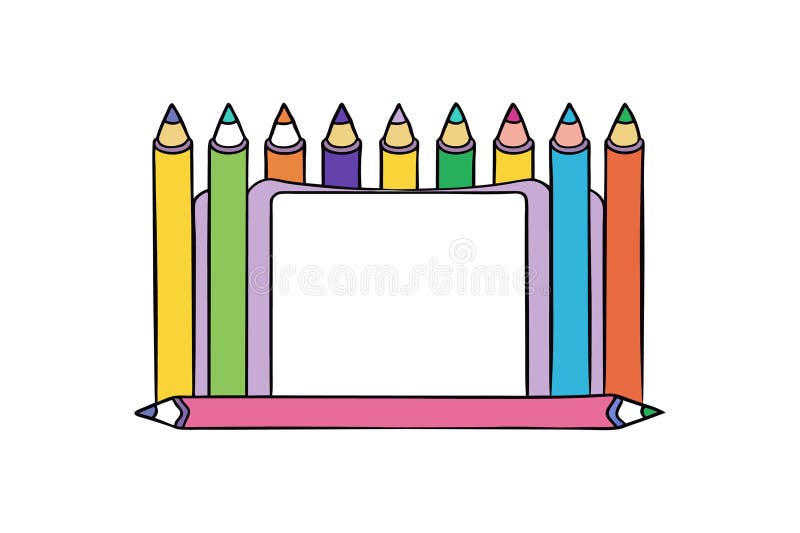 Rectangle Frame Made of Colored Pencils Graphic Design. Stock ...