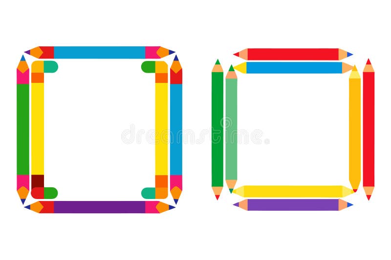 Rectangle Frame Made of Colored Pencils Graphic Design. Stock ...