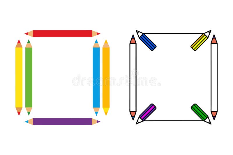Rectangle Frame Made of Colored Pencils Graphic Design. Stock ...