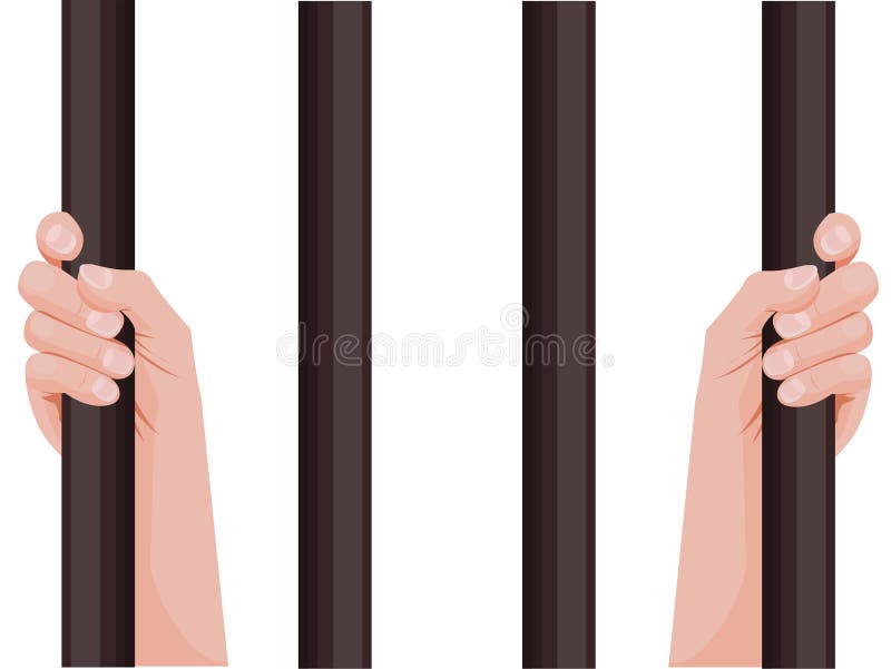 Hands holding prison bars stock vector. Illustration of prison - 345448809