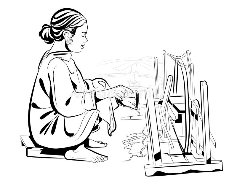 Woman Traditional Handloom Weaver Stock Vector - Illustration of ...