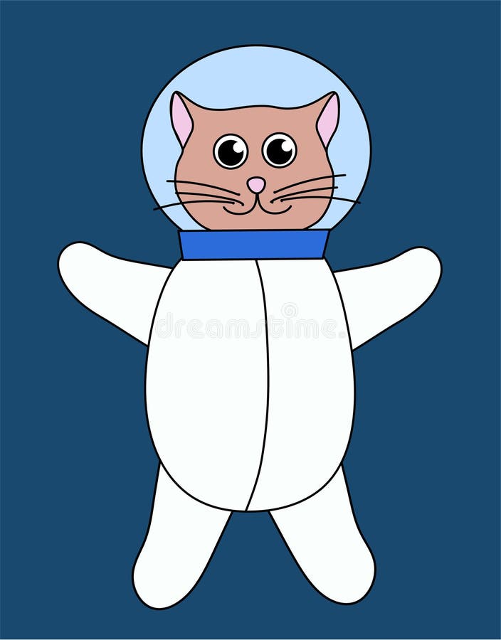 Cute Cat Astronaut in Space. Flat Vector Illustration. Stock Vector ...