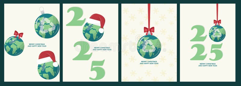 Eco-friendly Christmas Poster Set Stock Vector - Illustration of text ...