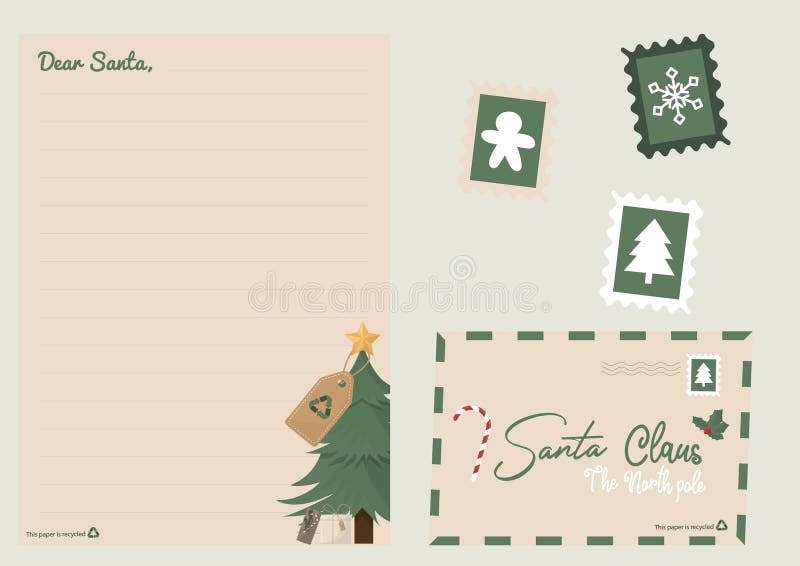Set of Eco-Friendly Christmas Letter To Santa Stock Vector ...