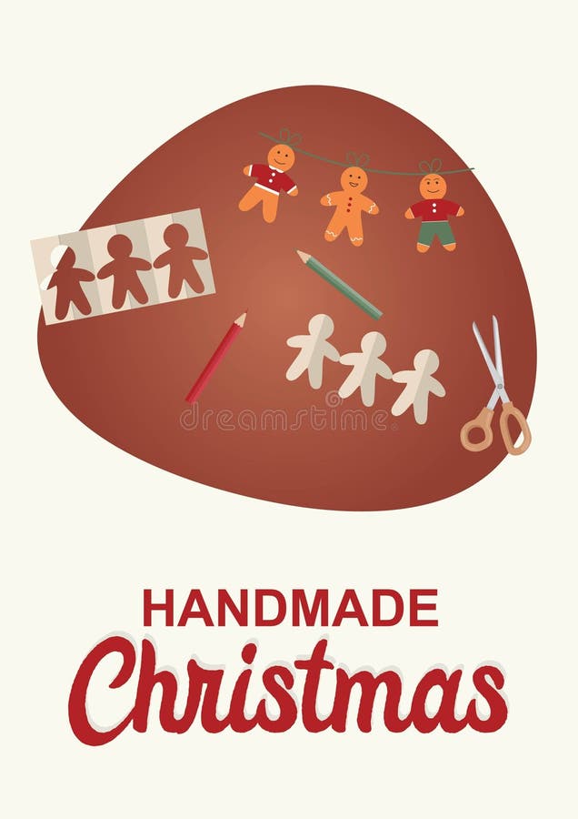 Handmade Christmas Gingerbread Craft. Poster A4 Stock Vector ...