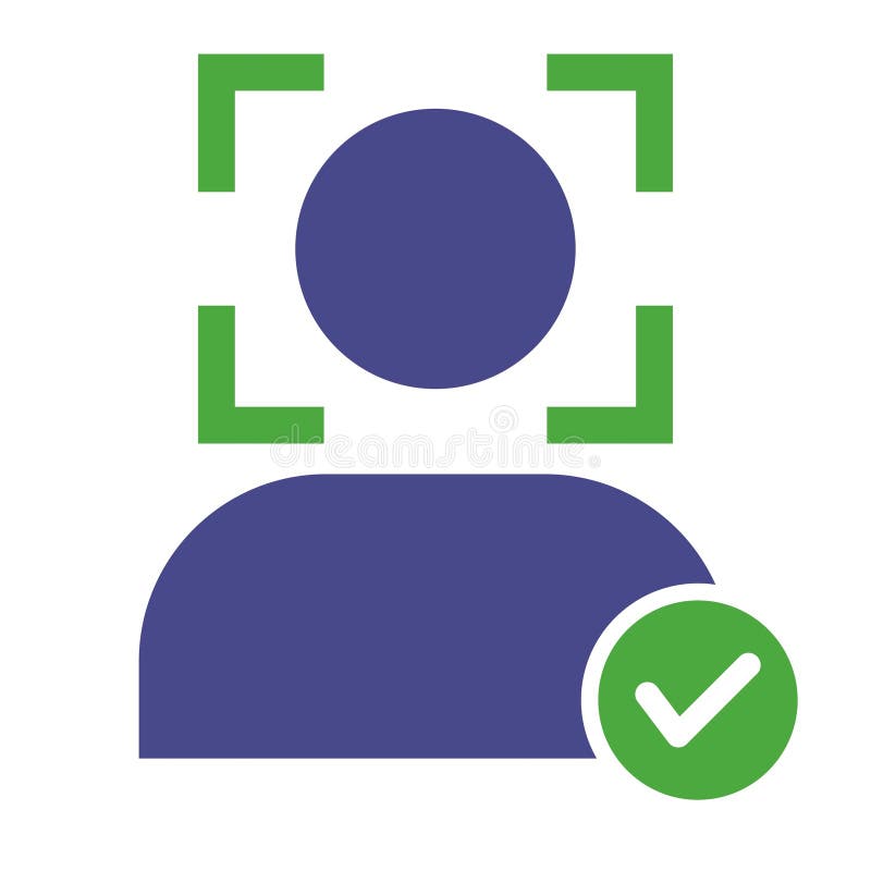 Face Recognition Icon with Check Mark Sign Symbol Vector Illustration ...