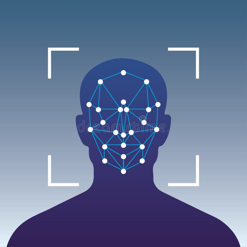 Face Recognition Icon with Check Mark Sign Symbol Vector Illustration ...