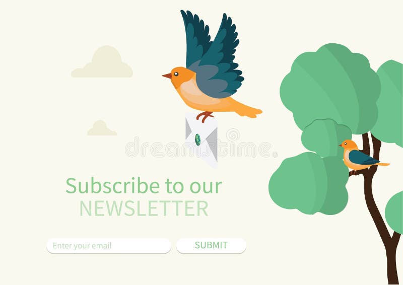 Illustration of Birds Delivering Sustainability Newsletter with Nature ...