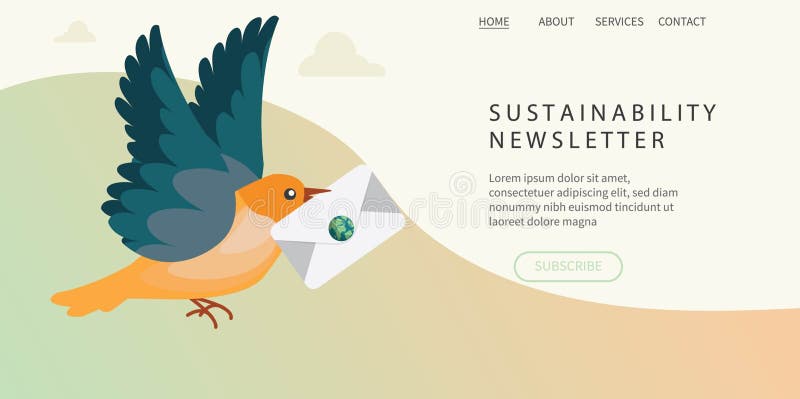 Birds Delivering Sustainability Newsletter Banner, Representing Eco ...