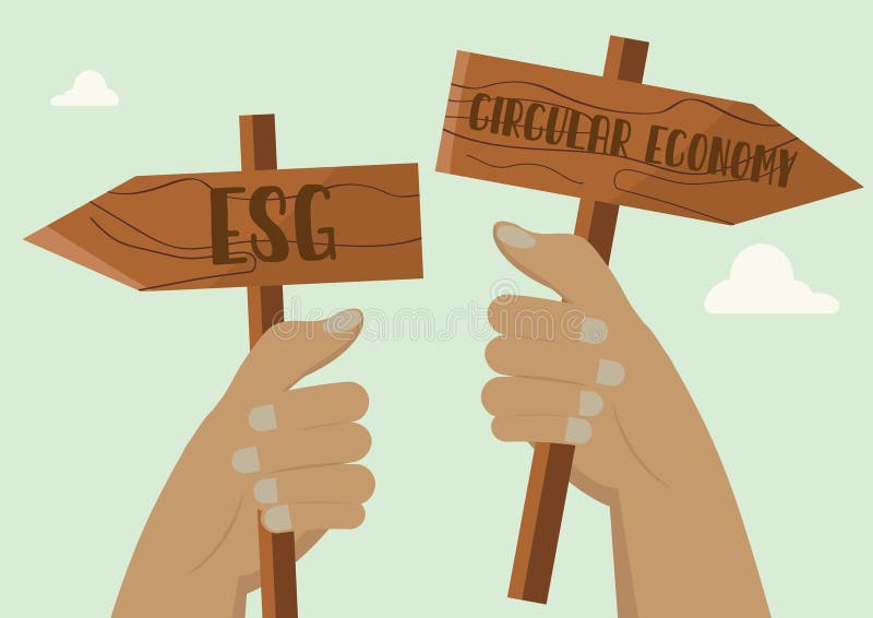 Two Hands Hold Signs with "ESG" and "Circular Economy," Symbolizing ...